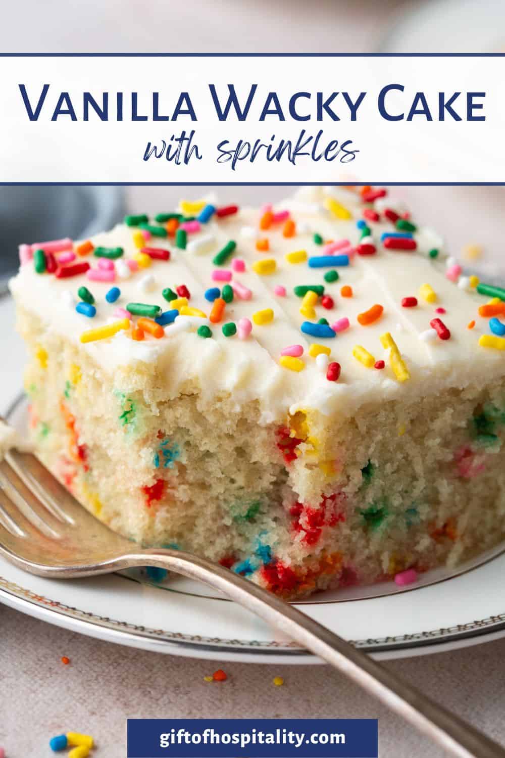 Vanilla Wacky Cake with Sprinkles - Gift of Hospitality
